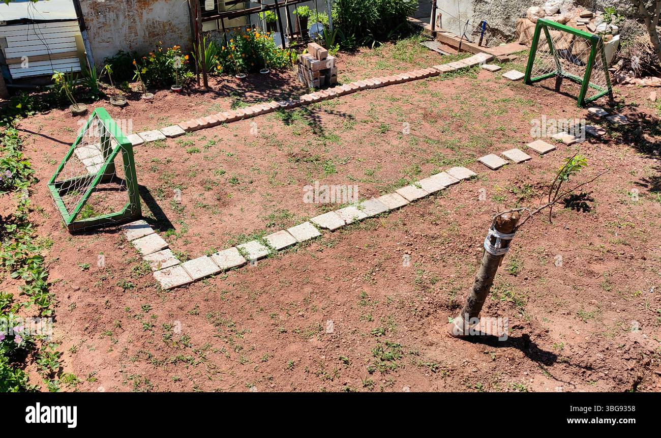 Backyard Arena: Empty Mini Soccer Field Stock Photo - Alamy