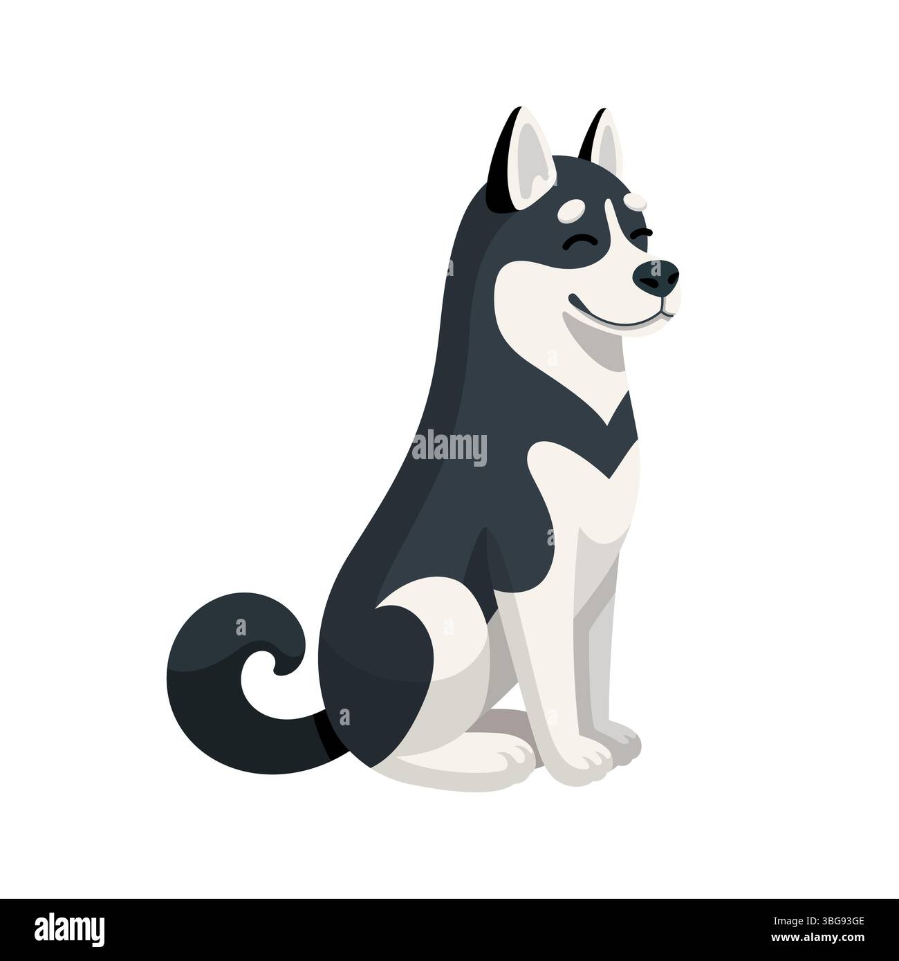 Alaskan Malamute dog Cartoon illustration. Happy Husky dog is sitting ...