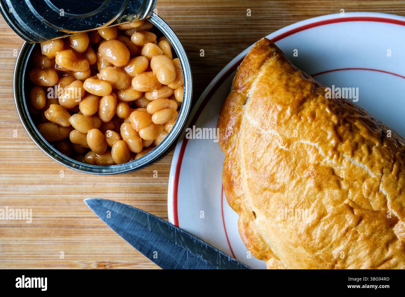 London UK, June 04 2025, Classic Cooked Cornish Pasty Meal With Baked ...