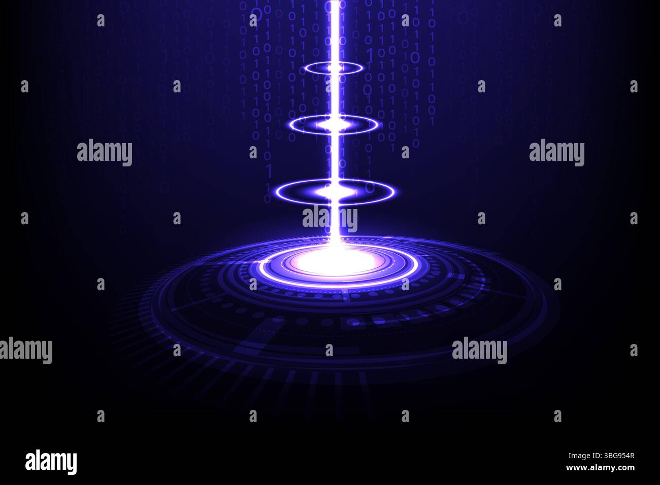 Big data Technology laser beam to binary code random blue digits wall, Vector illustration Stock ...