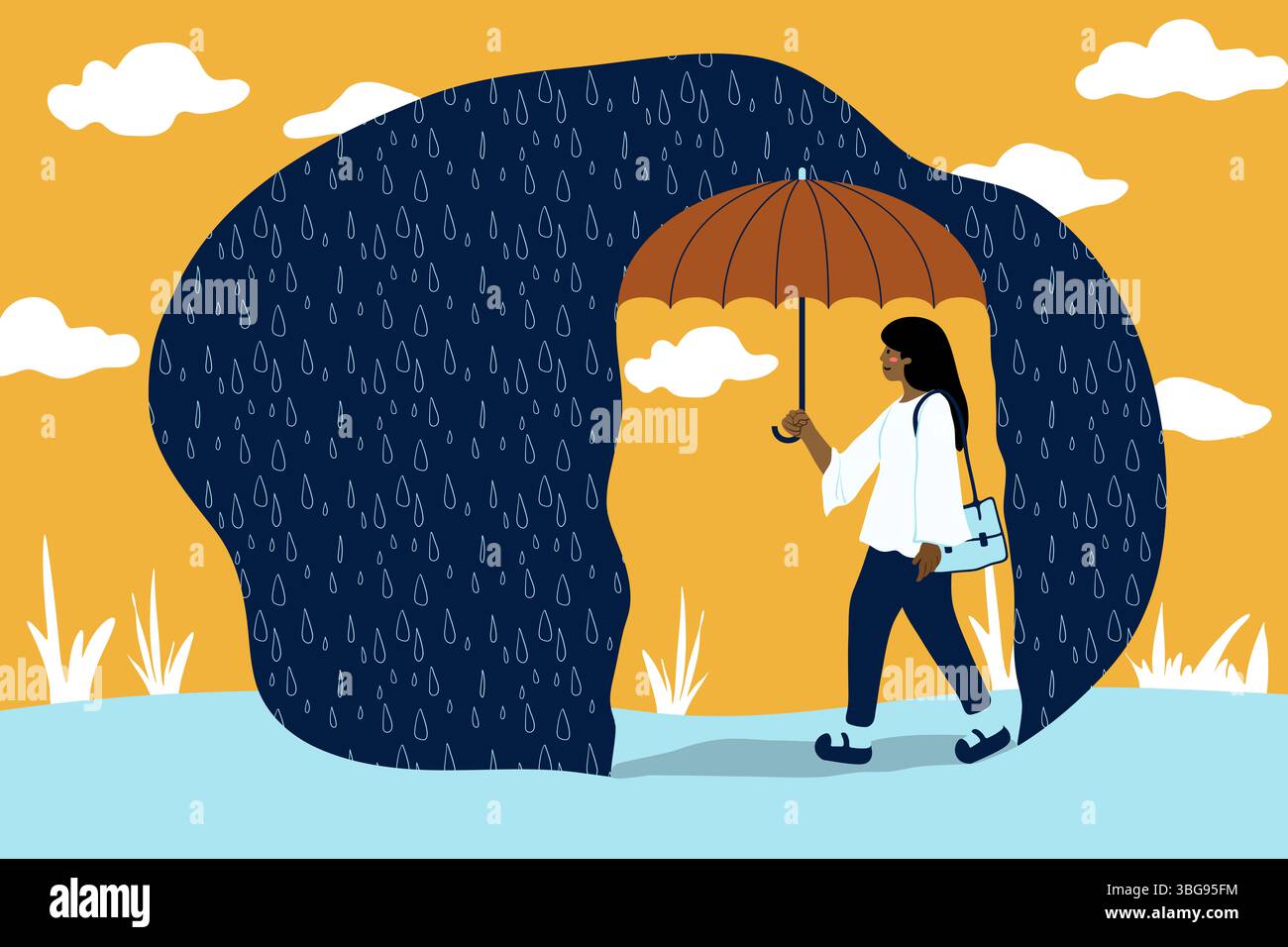 A cozy, minimalist illustration of everyday life moments with storytelling elements. A smiling ...