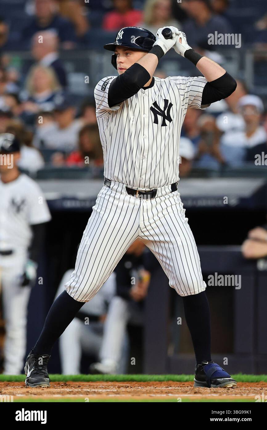 BRONX, NY - JUNE 03: Ben Rice #22 of the New York Yankees at bat during ...