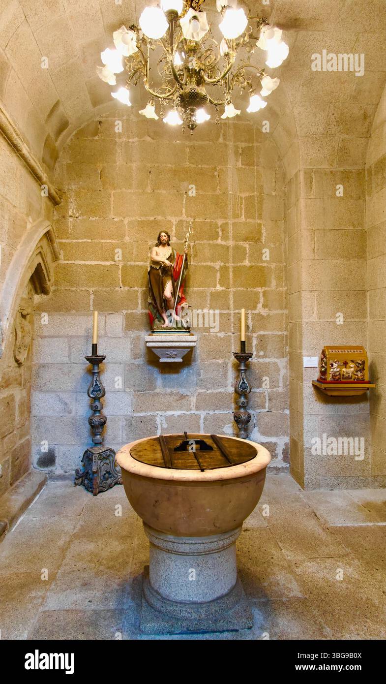 Baptismal font ceiling light sculpture chest of the holy oils ...