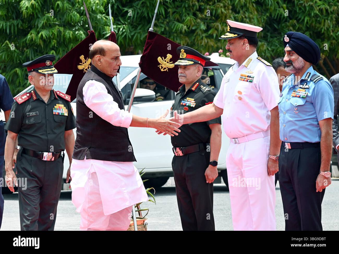 NEW DELHI, INDIA - JUNE 4: Defence Minister Rajnath Singh with Chief of Defence Staff (CDS ...