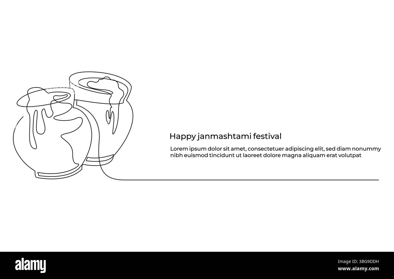 Happy Janmashtami Festival Line Art, Continuous Line Drawing of an ...
