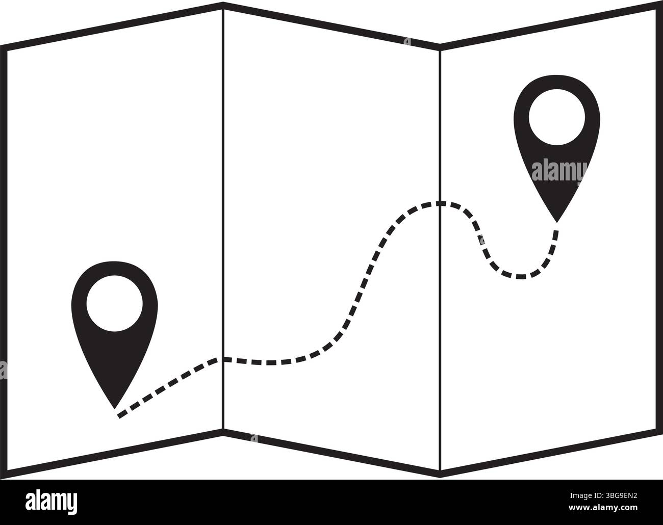 simple map symbol with location pins isolated vector illustration Stock ...