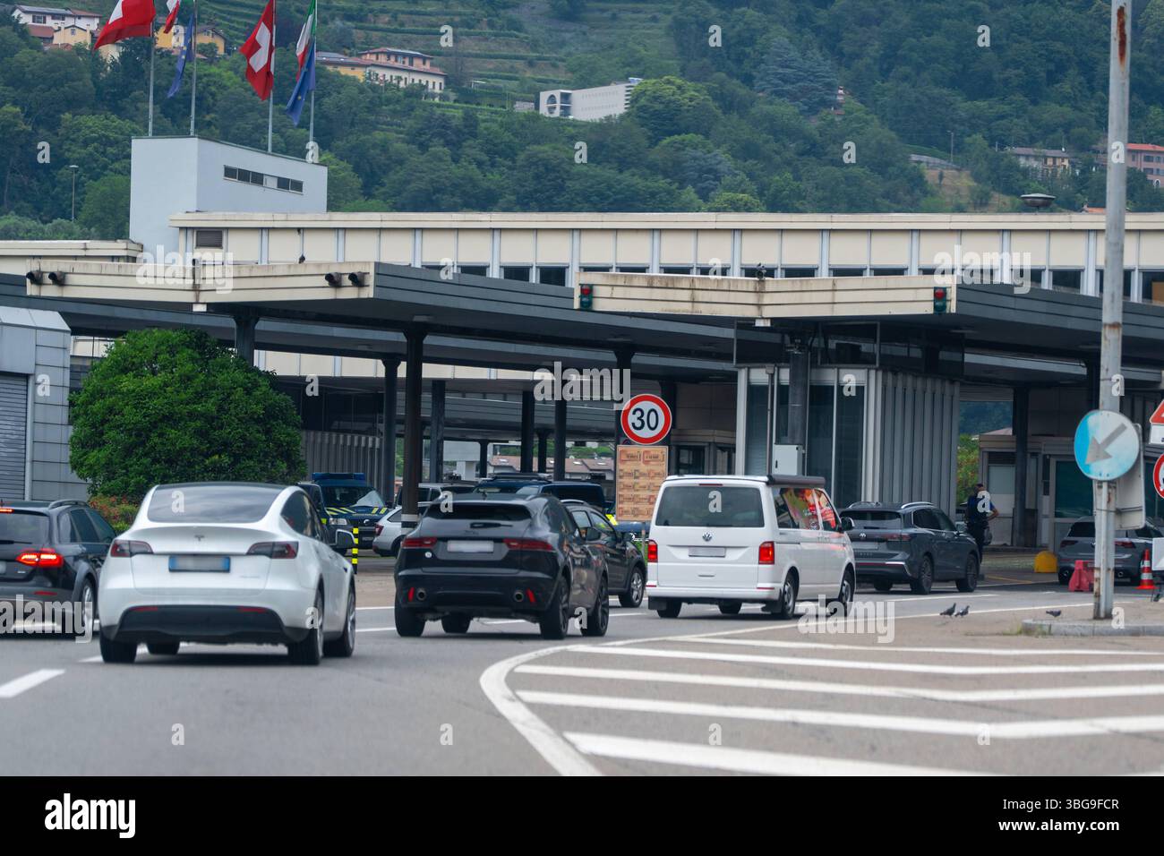 Italy - June 4, 2025: Entering Italy via the border with Switzerland ...