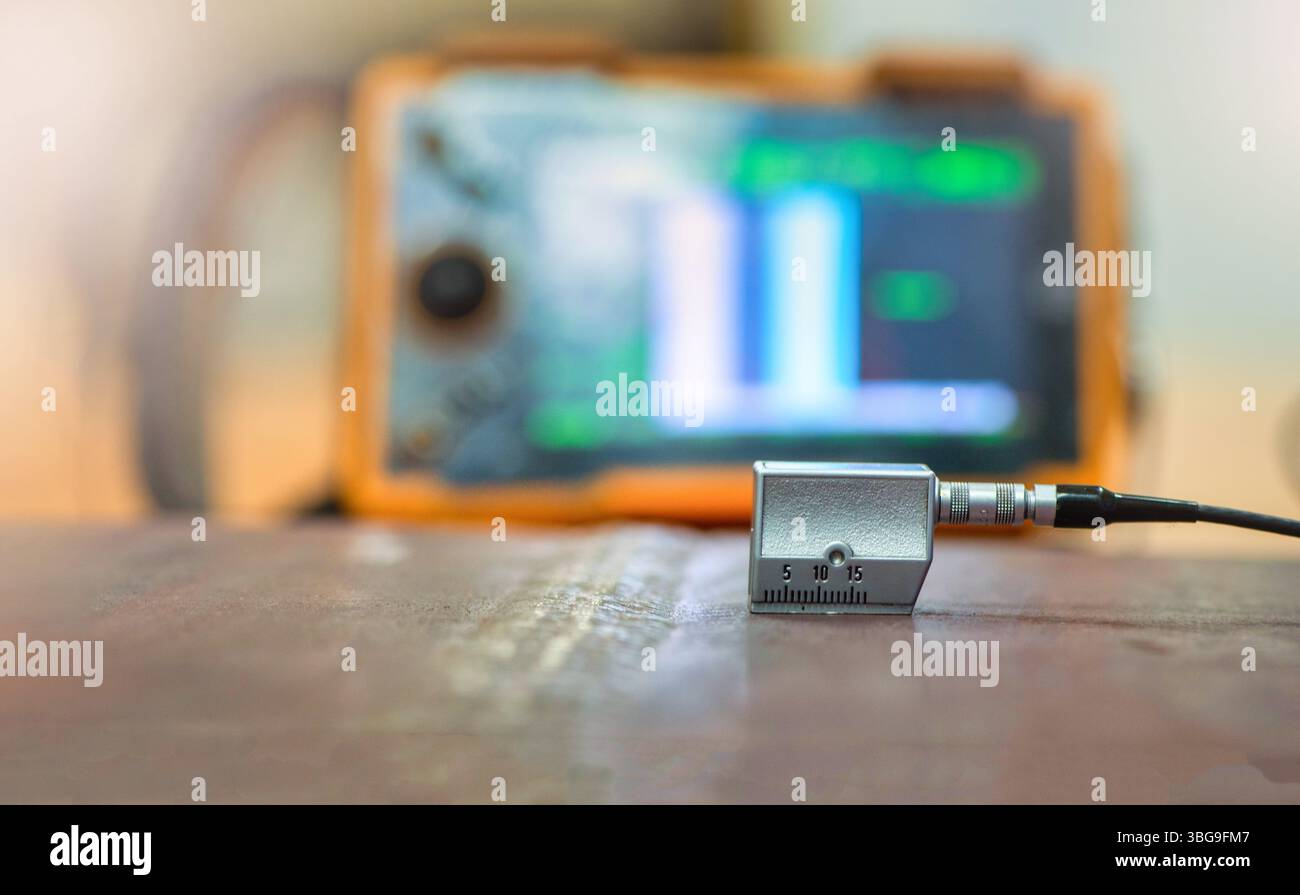 Inspector use ultrasonic testing machine for inspection defect in steel ...