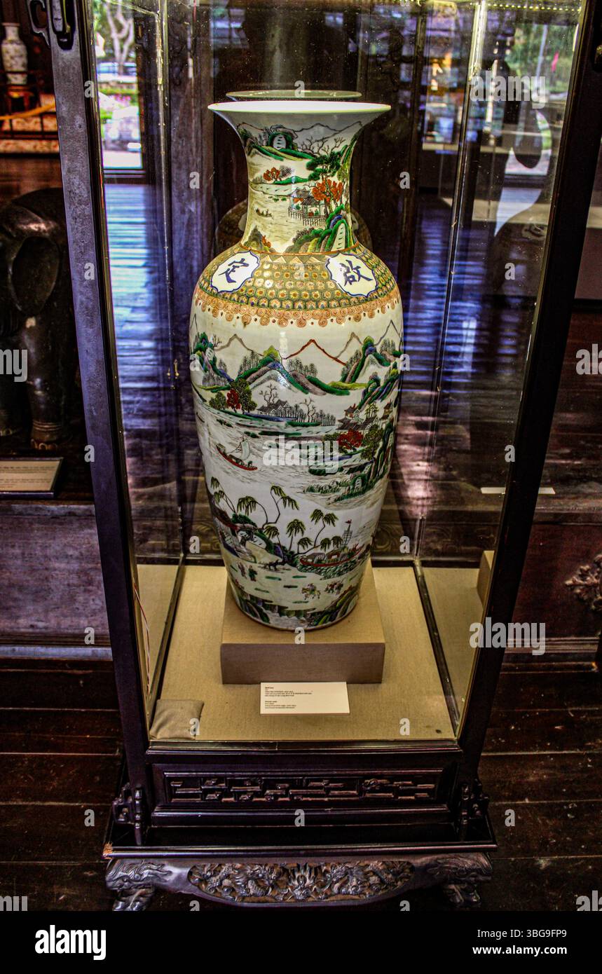 Vietnam, Hue. Hue Museum of Royal Antiquities. An ancient vase of fine ...