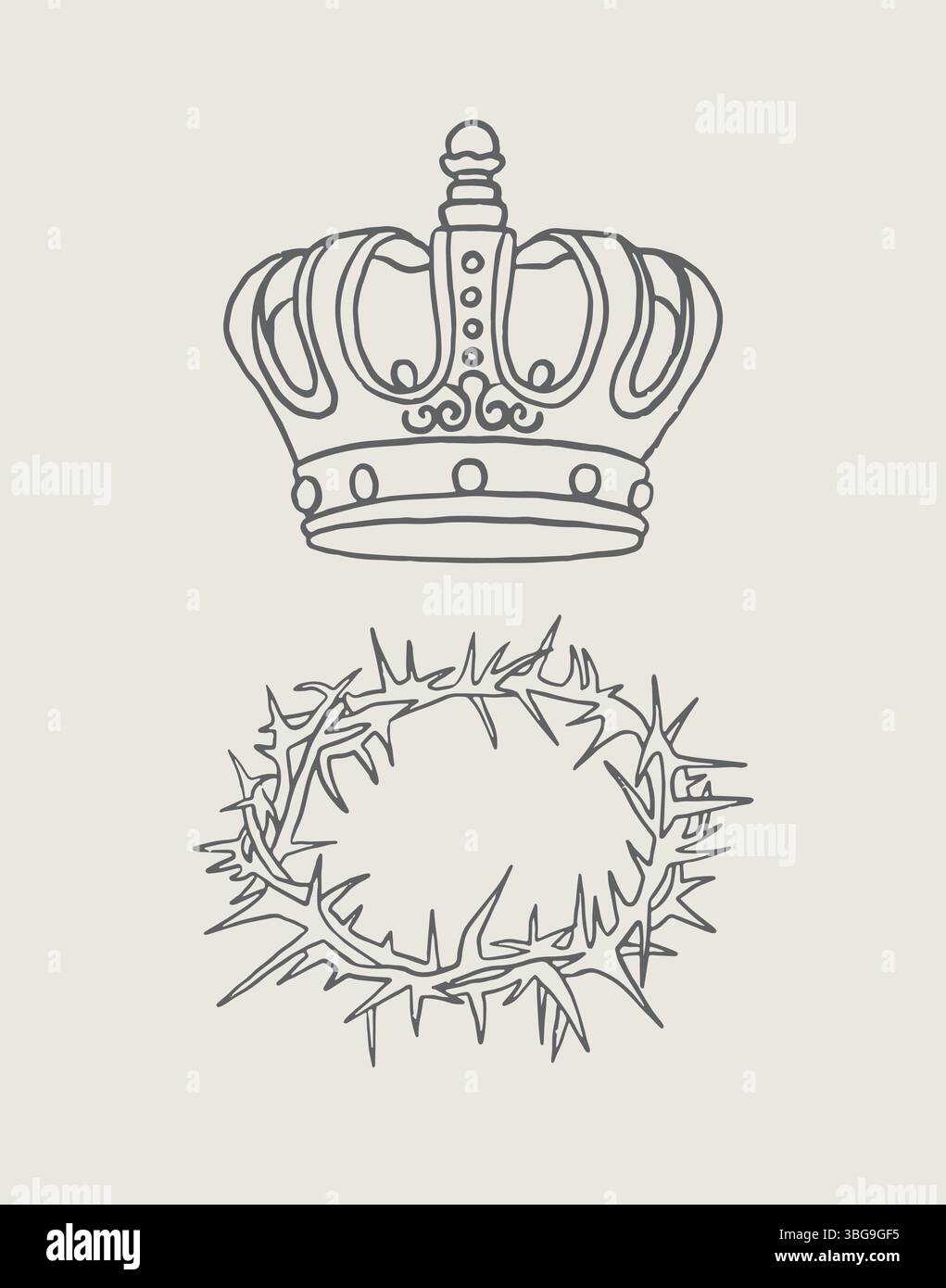 Christian Line Symbols Sketch, Religion Hand Drawn Art, Biblical symbols doodle. Vector ...