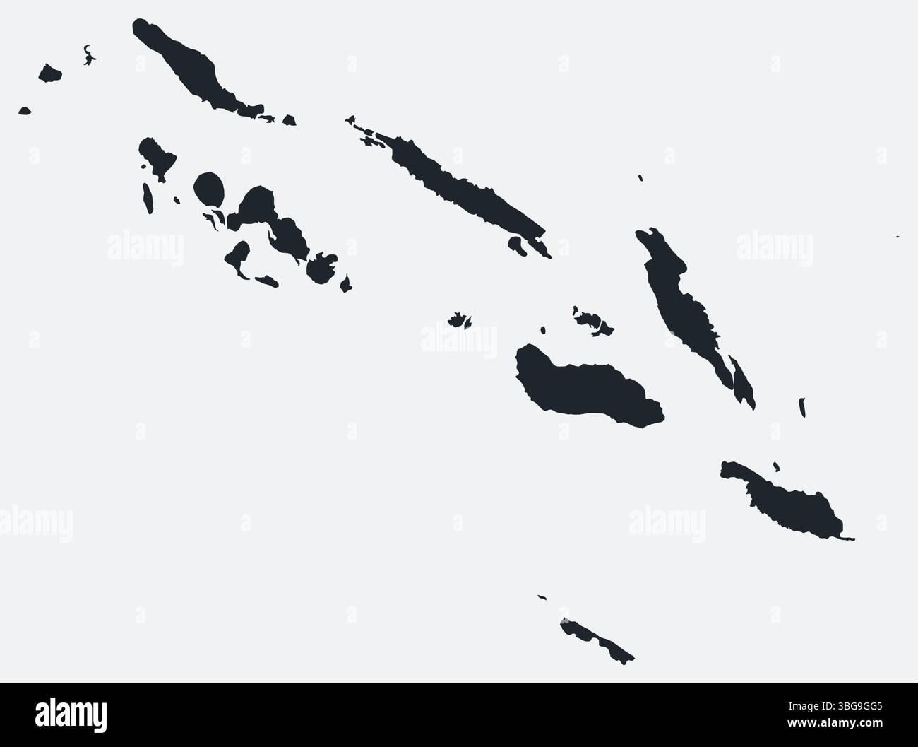 Solomon Islands map. Just a simple border map. Shape of the country. Flat blank Solomon Islands ...