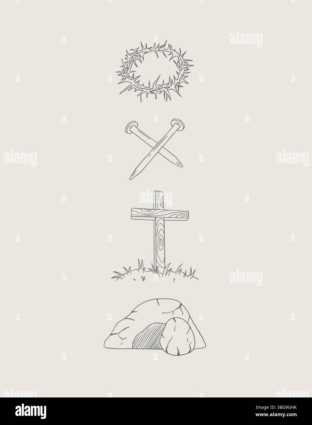 Christian Line Symbols Sketch, Religion Hand Drawn Art, Biblical ...