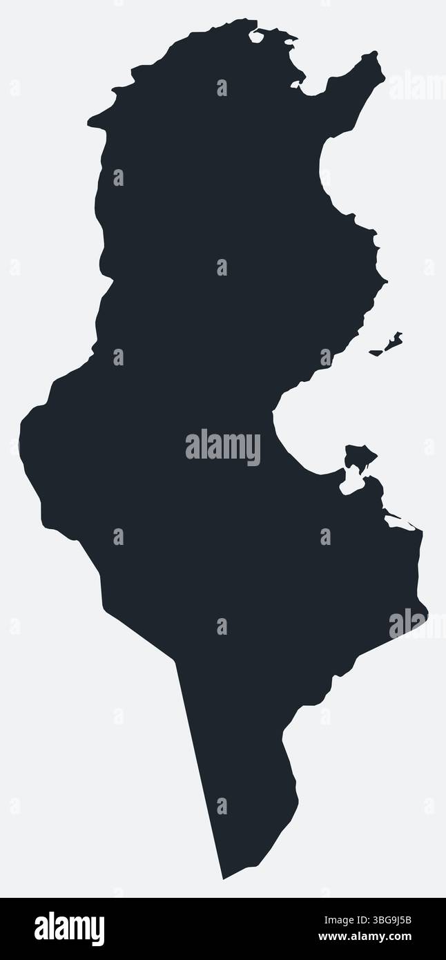 Tunisia map. Just a simple border map. Shape of the country. Flat blank ...