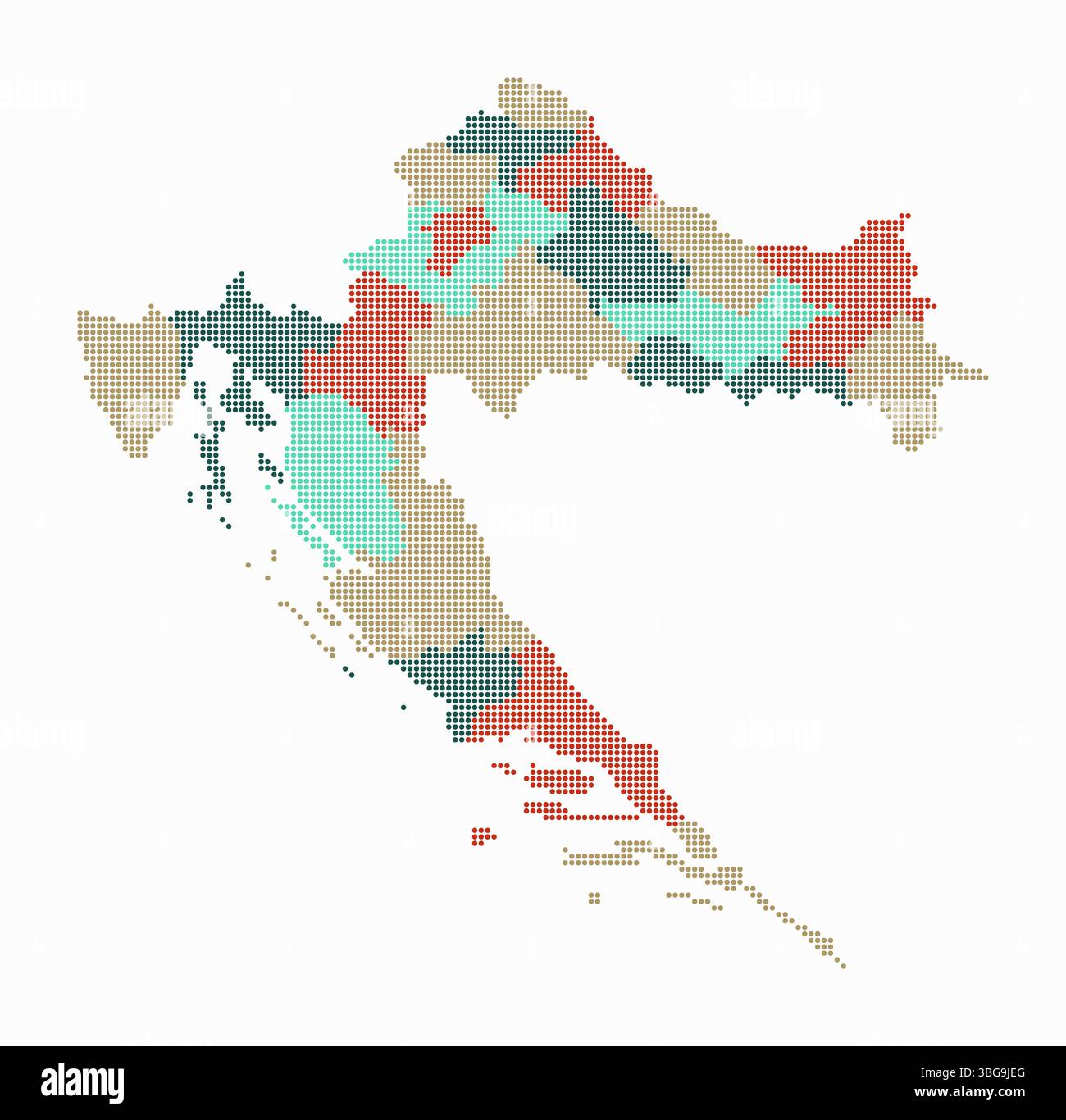 Croatia dotted map. Digital style map of the country on white ...