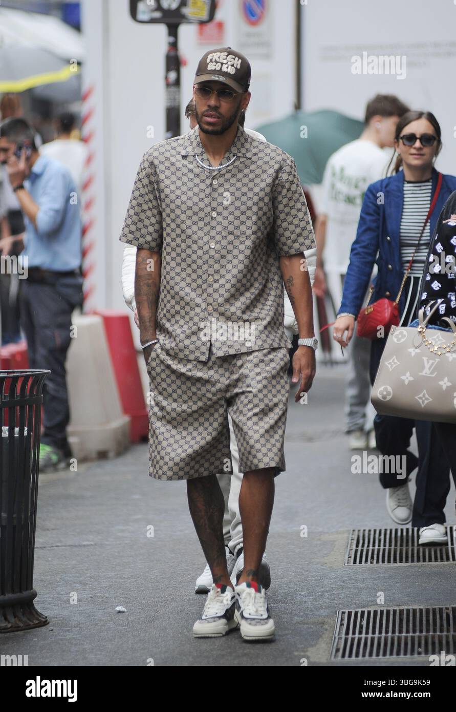 Milan, Pierre Emerick Aubameyang walks through the streets of the ...