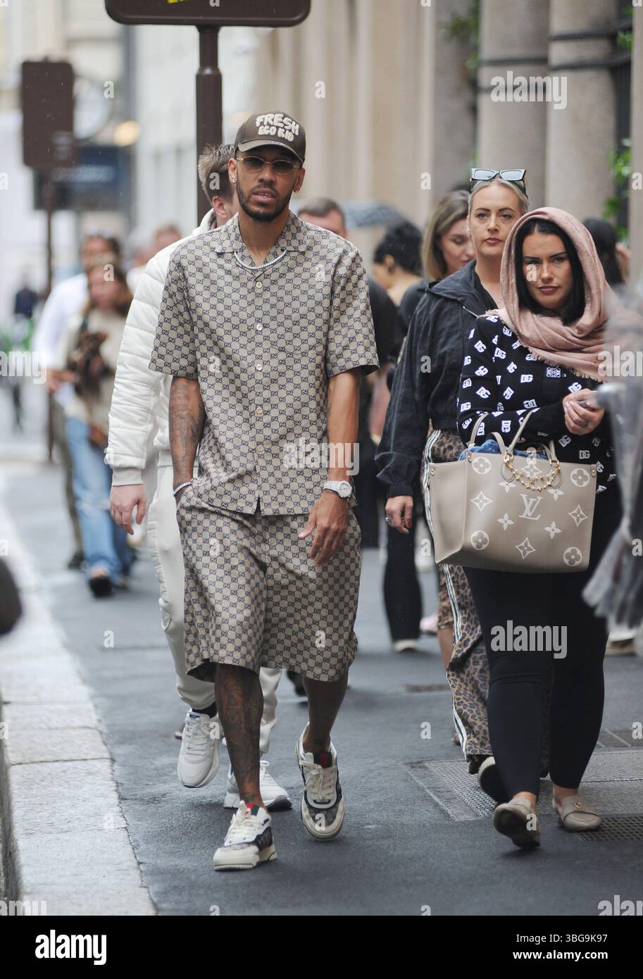 Milan, Pierre Emerick Aubameyang walks through the streets of the ...