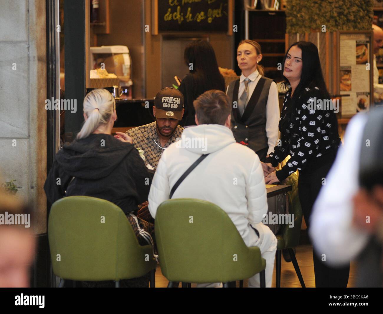 Milan, Pierre Emerick Aubameyang walks through the streets of the center with his wife Alysha ...