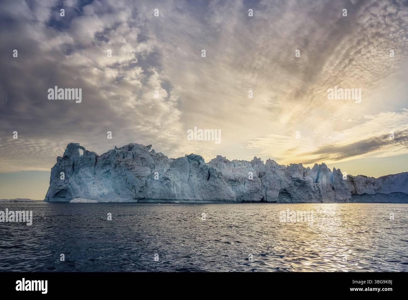 Greenland Ilulissat glaciers at fjord Disco Bay West Greenland Stock ...