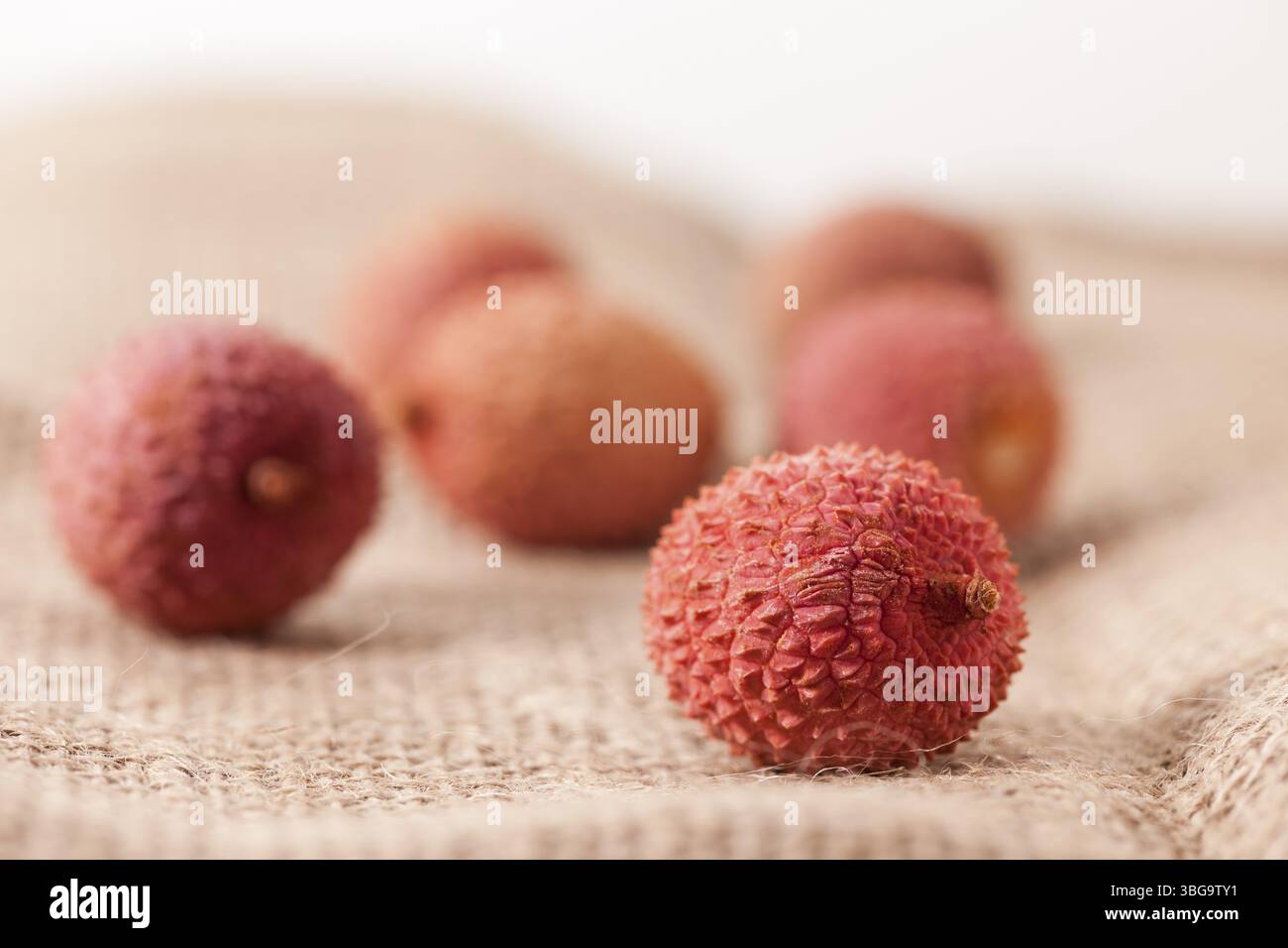 Close-up of a small group of fruits (Lichi) of Lychee tree (Litchi ...