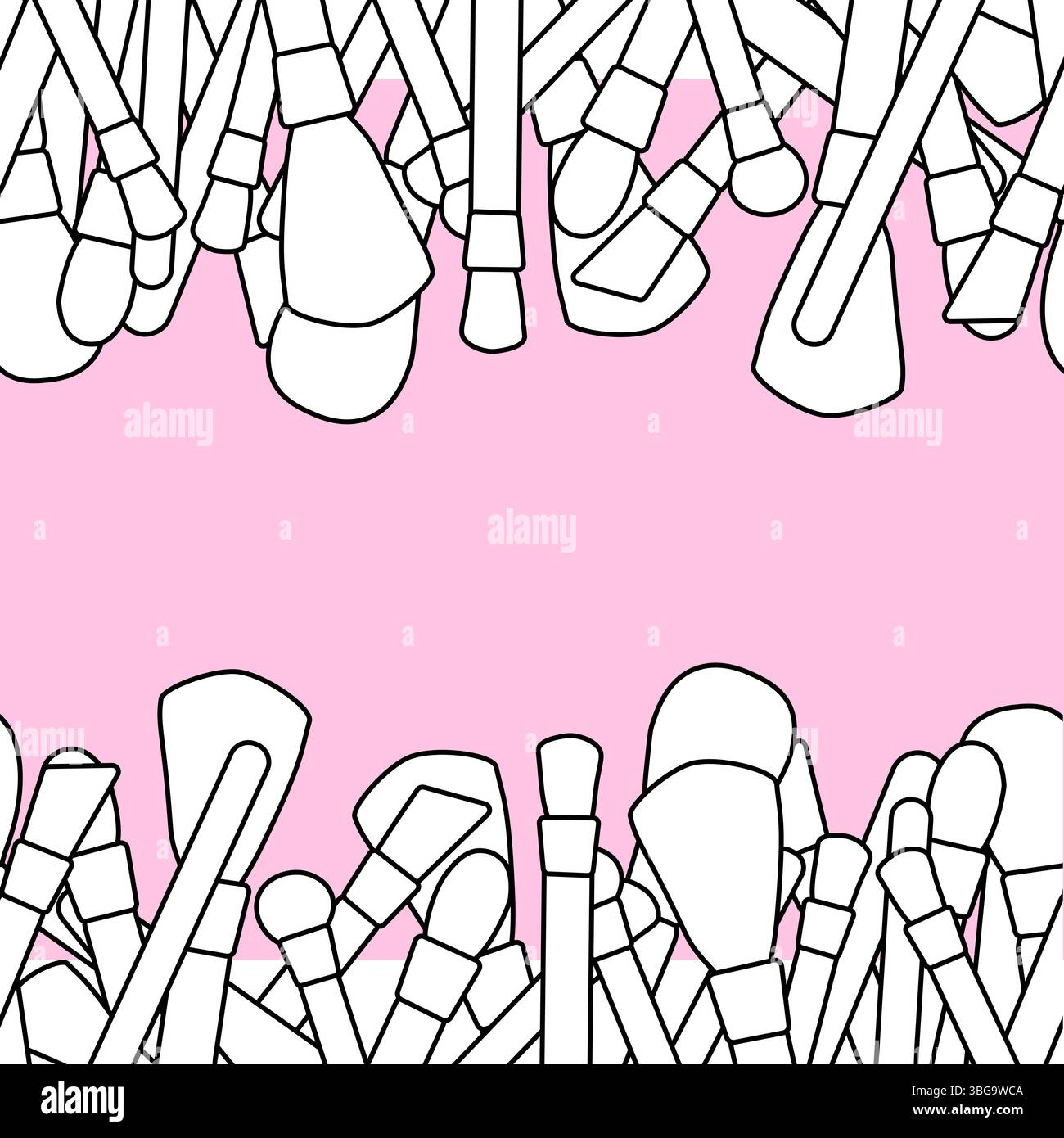 Makeup brushes seamless border horizontal frame template. Vector ...