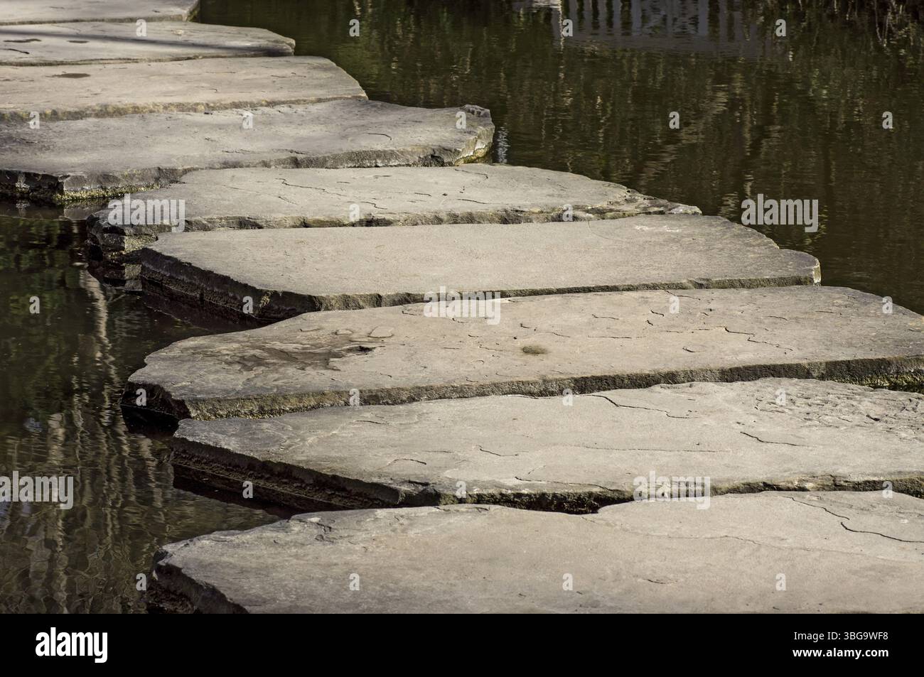 Stone slab path over water surface Stock Photo - Alamy