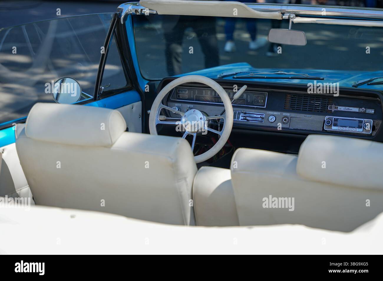 Germany Berlin May 11, 2025. Interior view of the Oldsmobile Cutlass ...