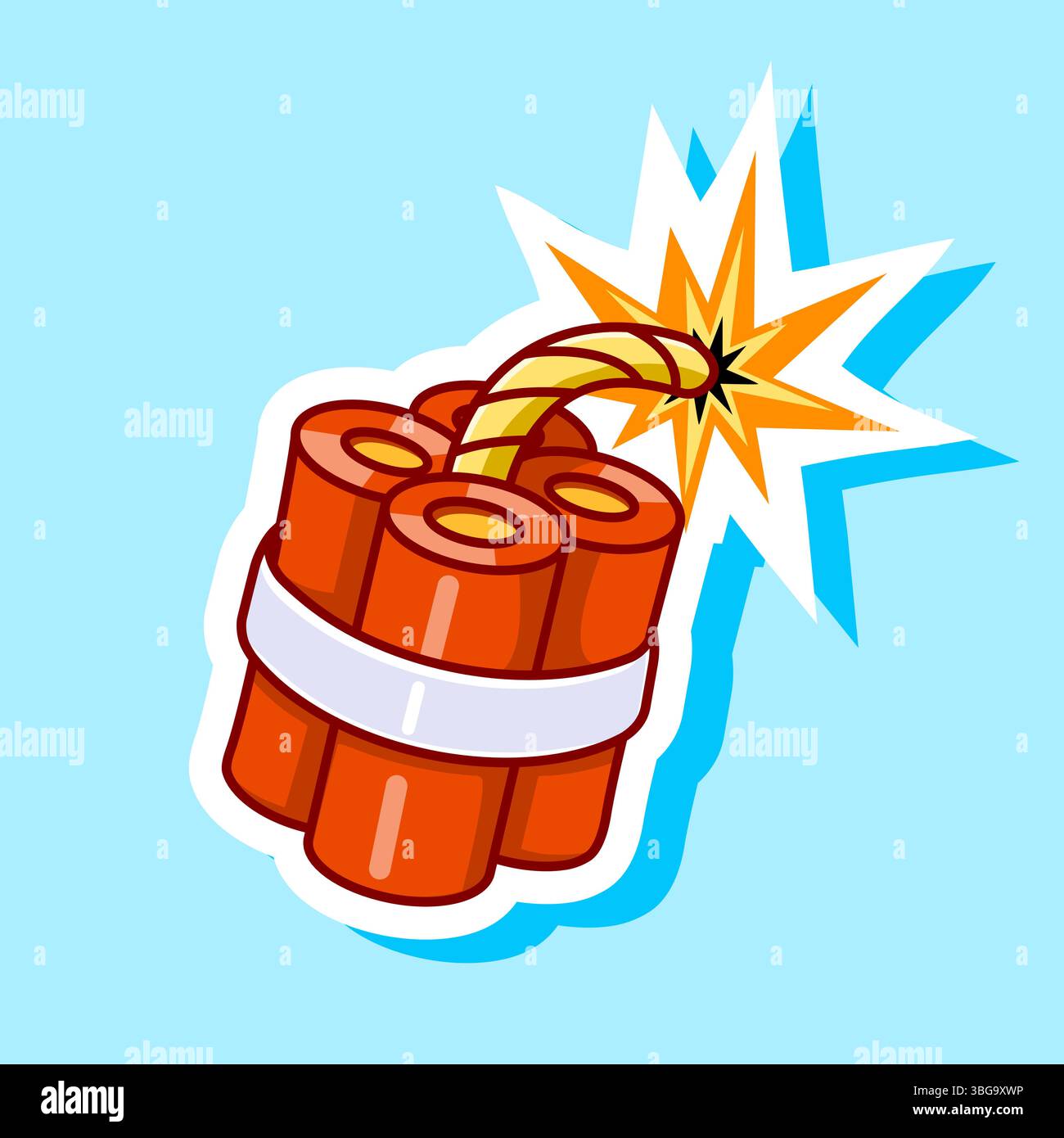 Vector Dynamite with Burning Fuse Sticker cartoon Design Stock Vector ...