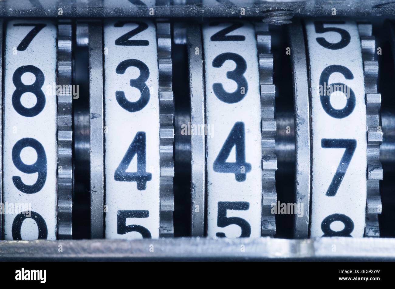 Frontal close-up of an old roller counter Stock Photo - Alamy