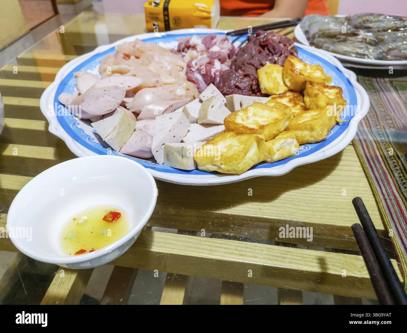 Typical Vietnamese food and regional healthy dishes, market retail ...