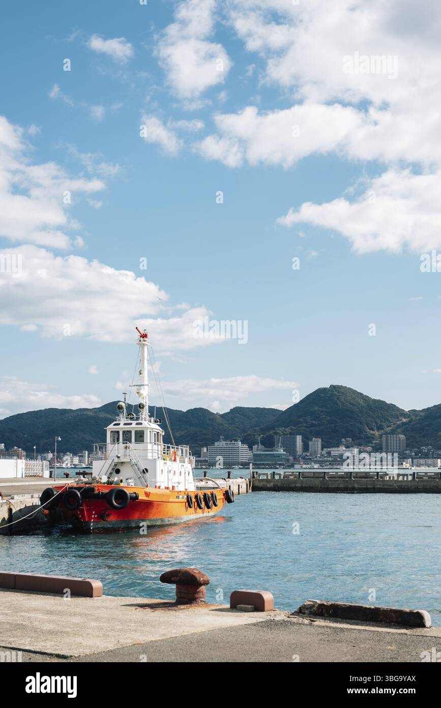 Shimonoseki Kanmon Straits port and Kitakyushu Moji town in Yamaguchi, Japan, Asia Stock Photo ...