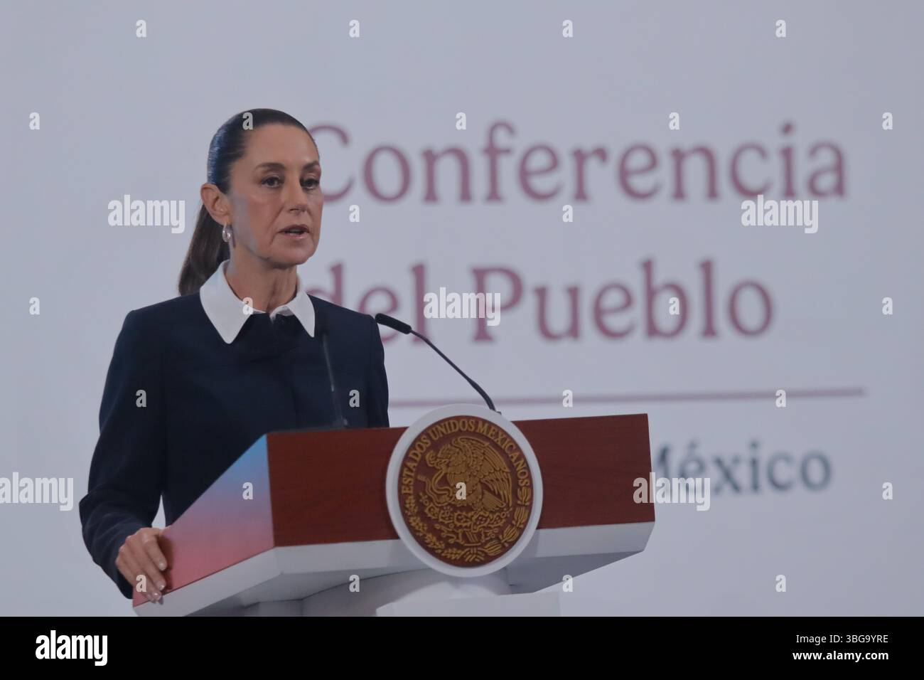 Mexico's President, Claudia Sheinbaum Pardo, speaks during a briefing ...