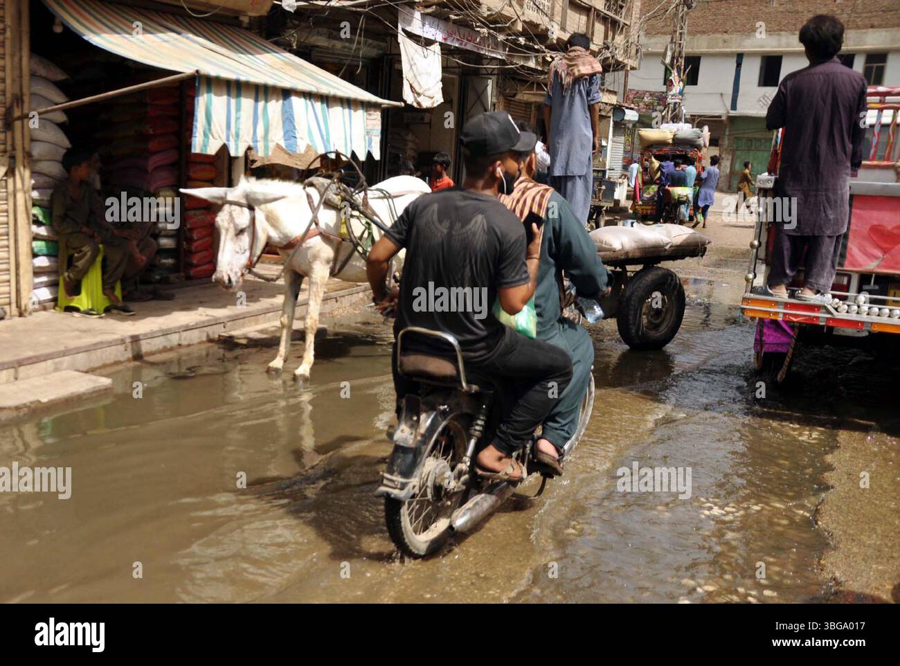 Inundated road by overflowing sewerage water, creating problems for ...