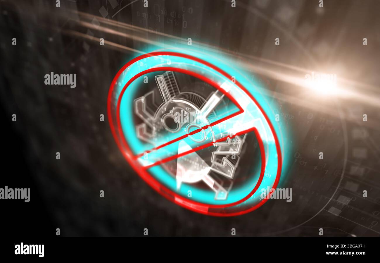 Antivirus cybersecurity warning symbol digital concept. Network, cyber ...