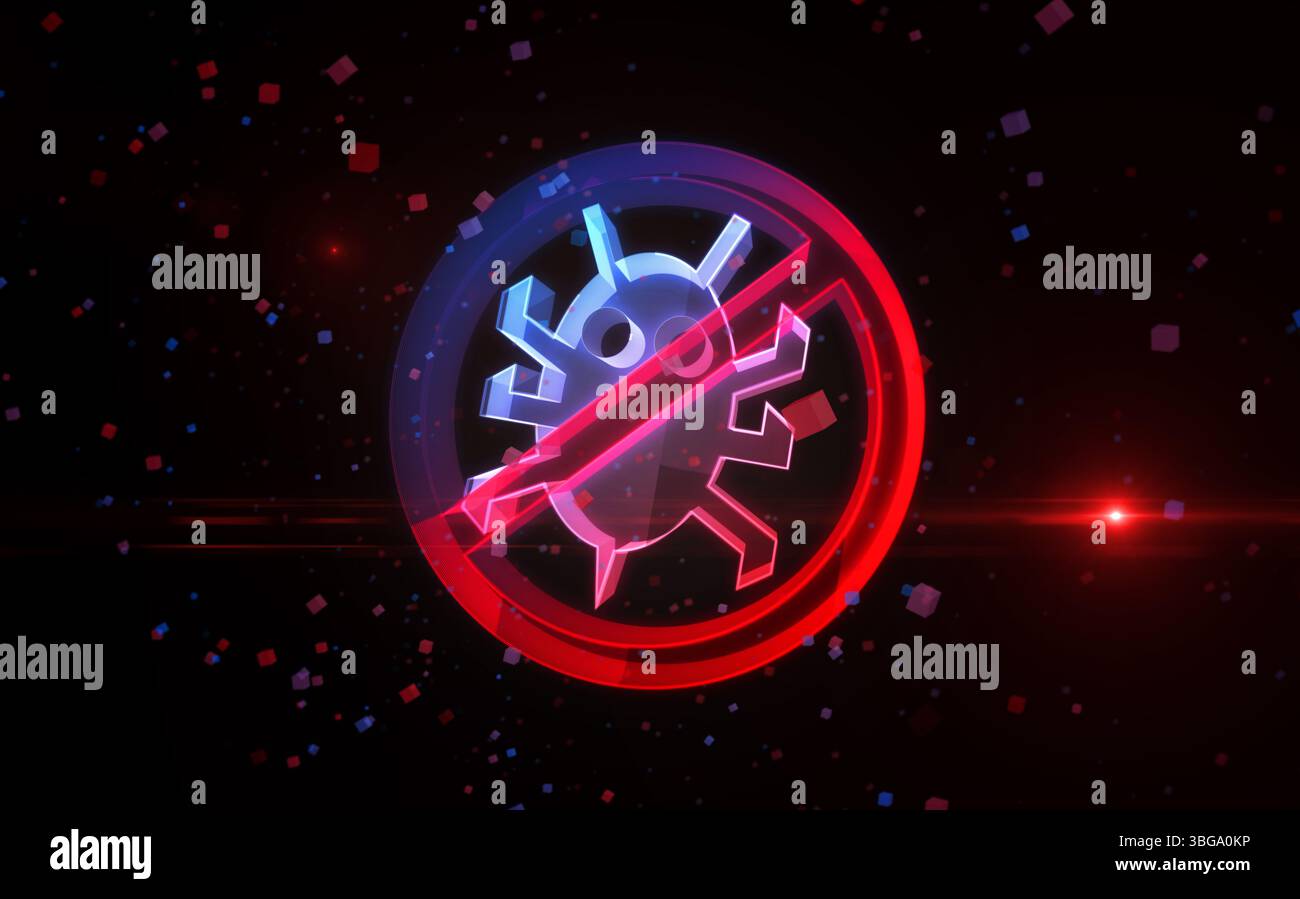 Antivirus cybersecurity warning symbol digital concept. Network, cyber ...