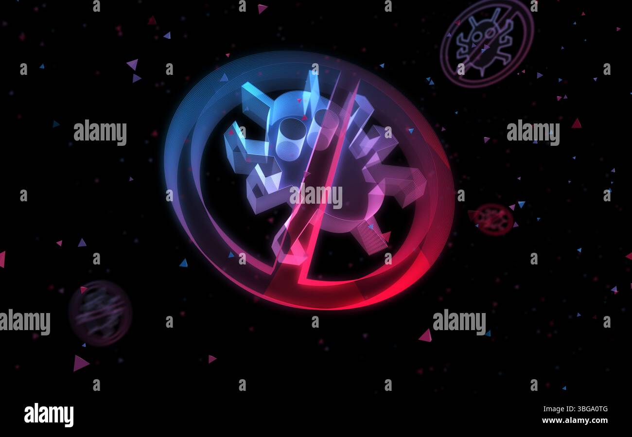 Antivirus cybersecurity warning symbol digital concept. Network, cyber ...