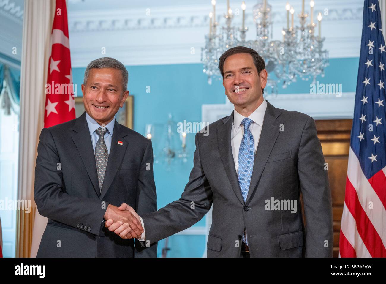 Secretary of State Marco Rubio, right, meets with Singaporean Foreign ...