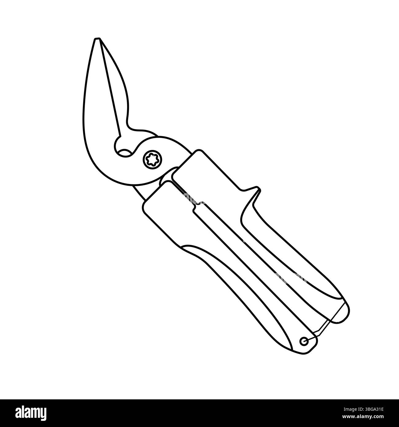 Garden Pruning Shears Tool Outline Illustration. A garden pruning shear ...
