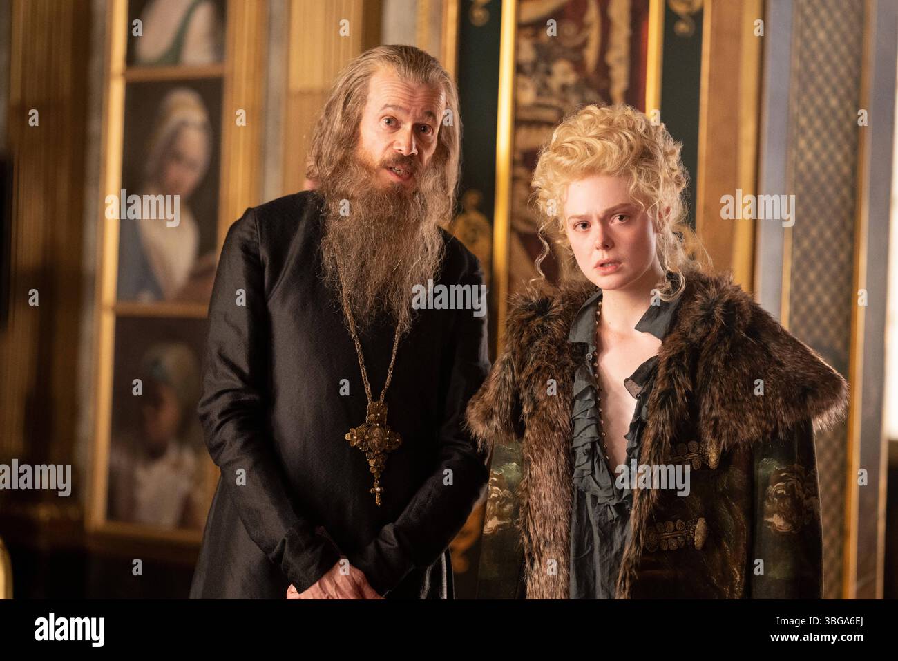 Adam Godley, Elle Fanning, "The Great" Season 3, (2023). Photo credit: Christopher Raphael Stock ...