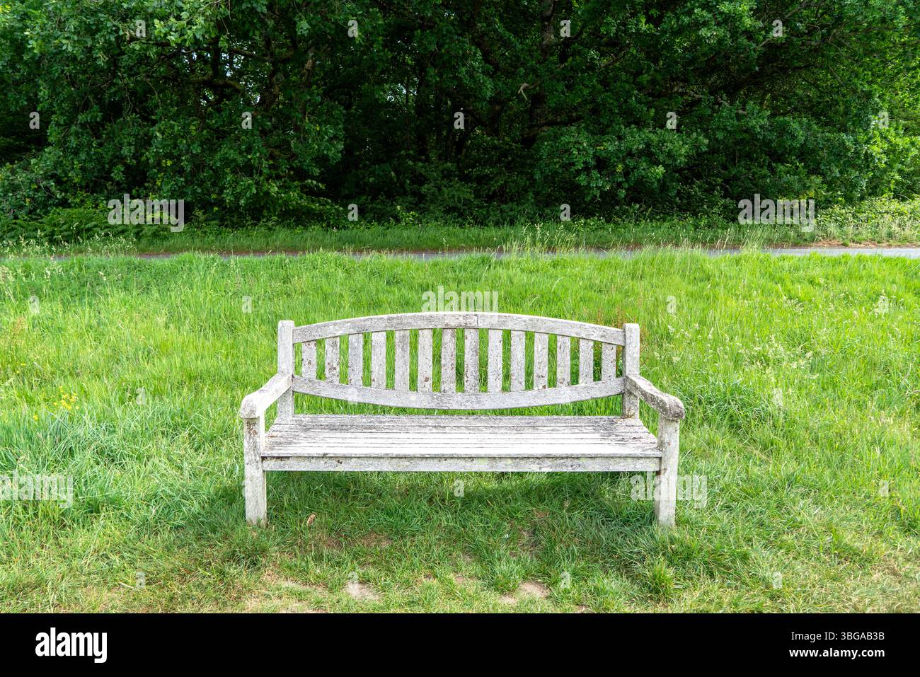 Old vacant wooden bench seat in rural countryside Stock Photo - Alamy