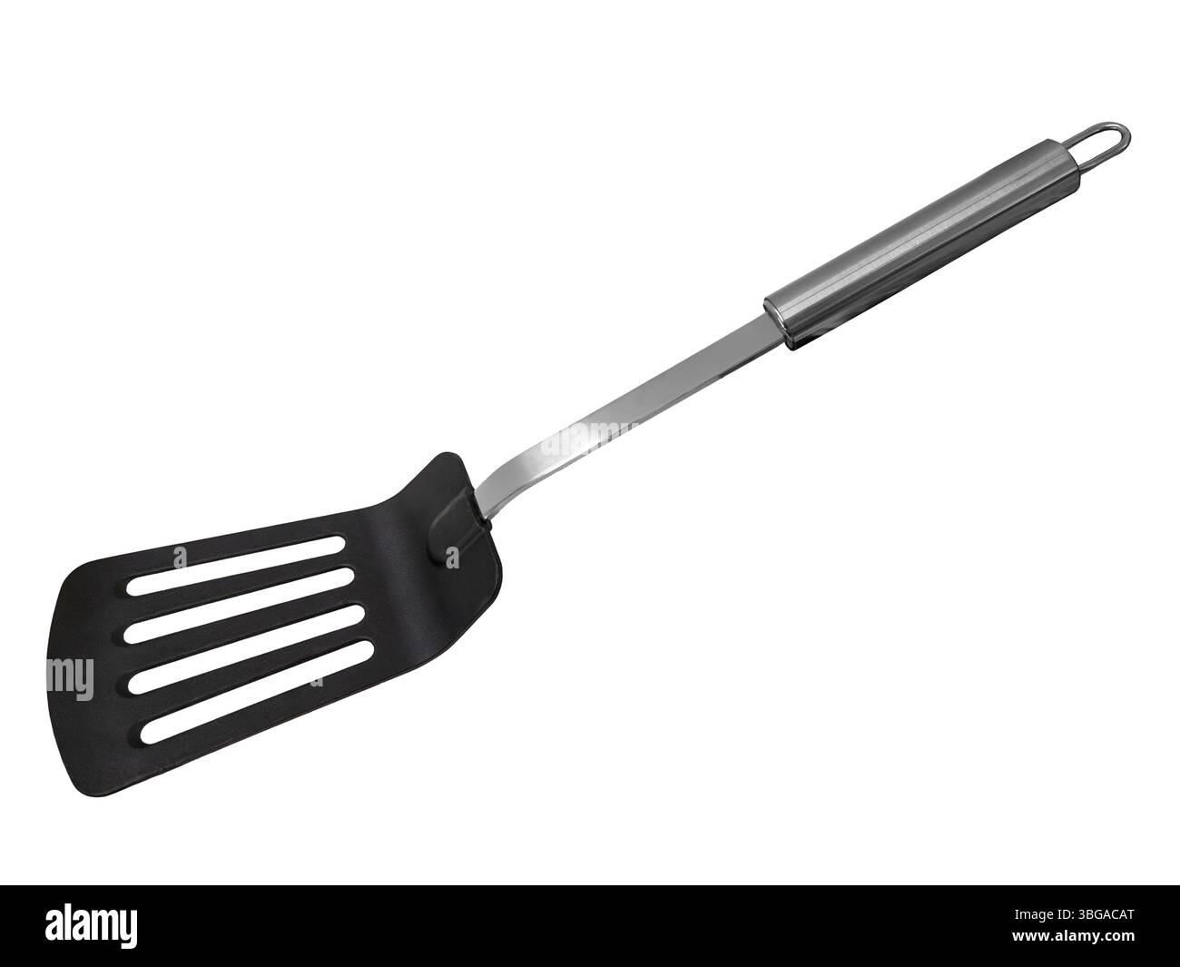 Kitchen black silicone rubber spatula with stainless steel handle ...