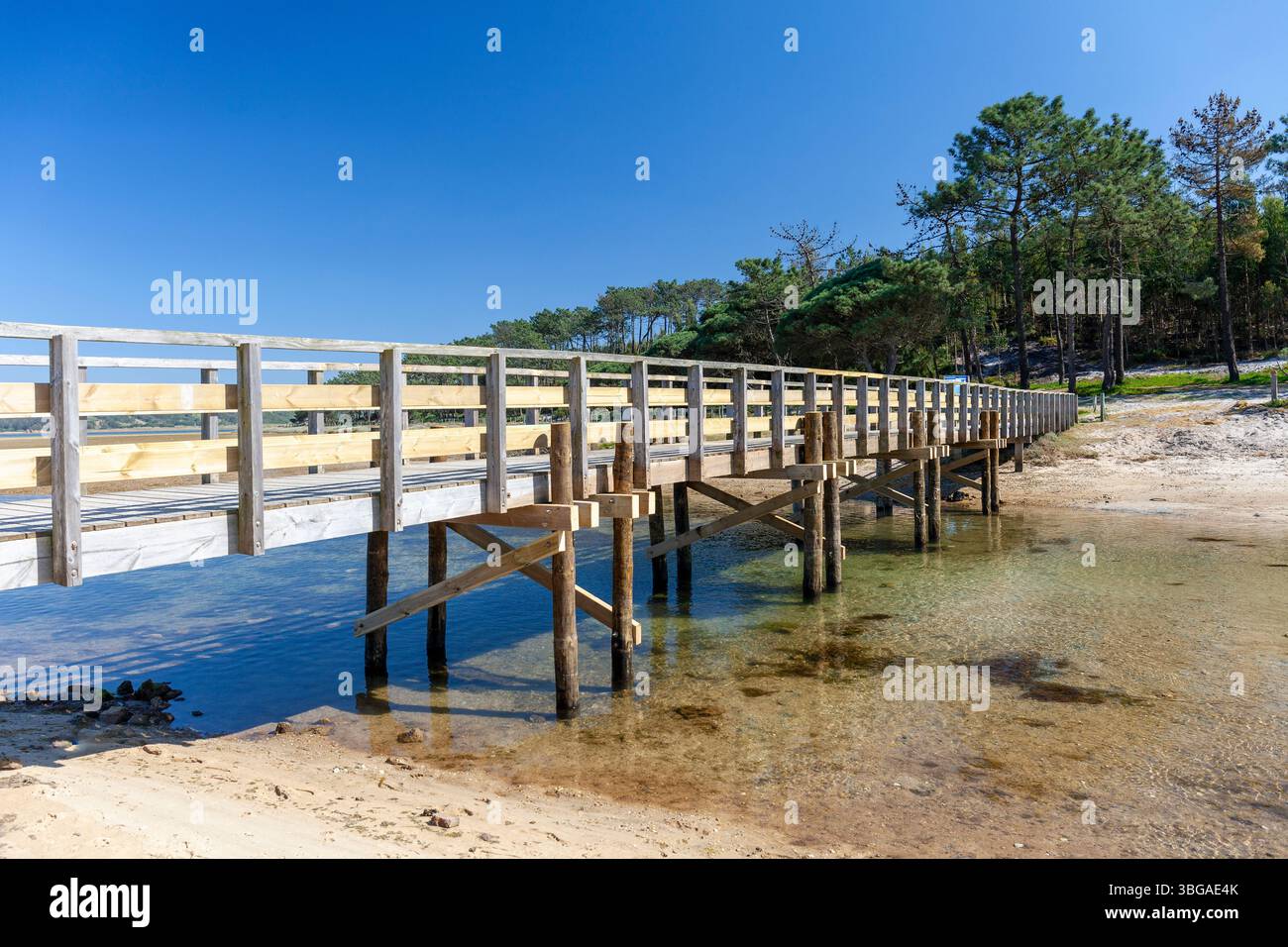Portugal, Oeste Region, The Lagoa de Óbidos (Óbidos Lagoon) with Wooden ...