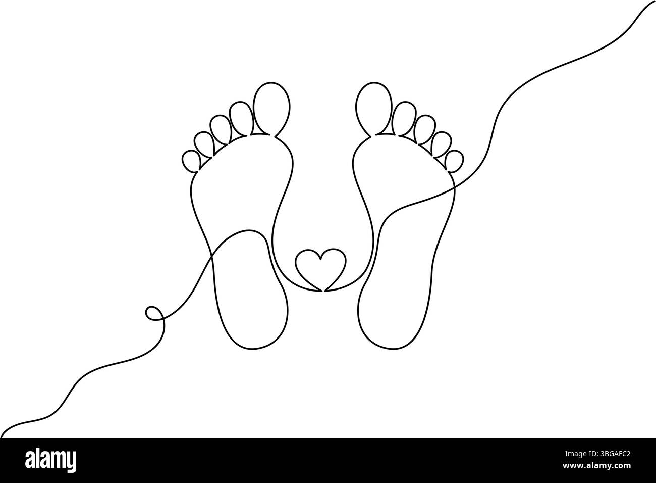 Foot sole continuous one line drawing and vector illustration Stock ...