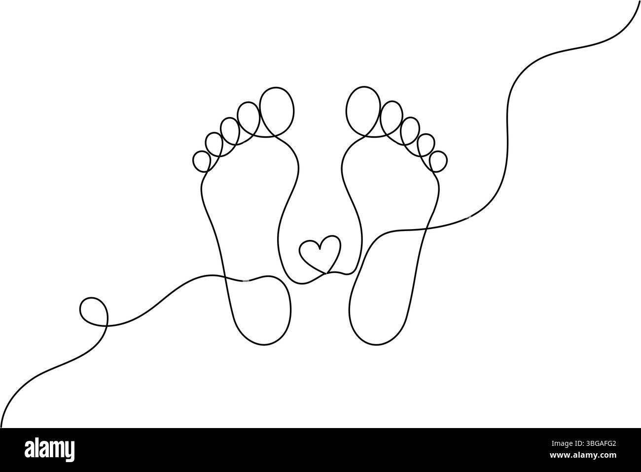 Foot sole continuous one line drawing and vector illustration Stock ...