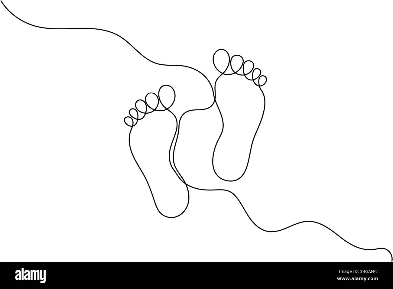 Foot sole continuous one line drawing of isolated outline vector art ...
