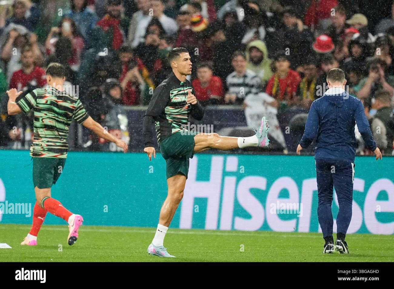 Portugal's Cristiano Ronaldo exercises during warmup before the Nations ...