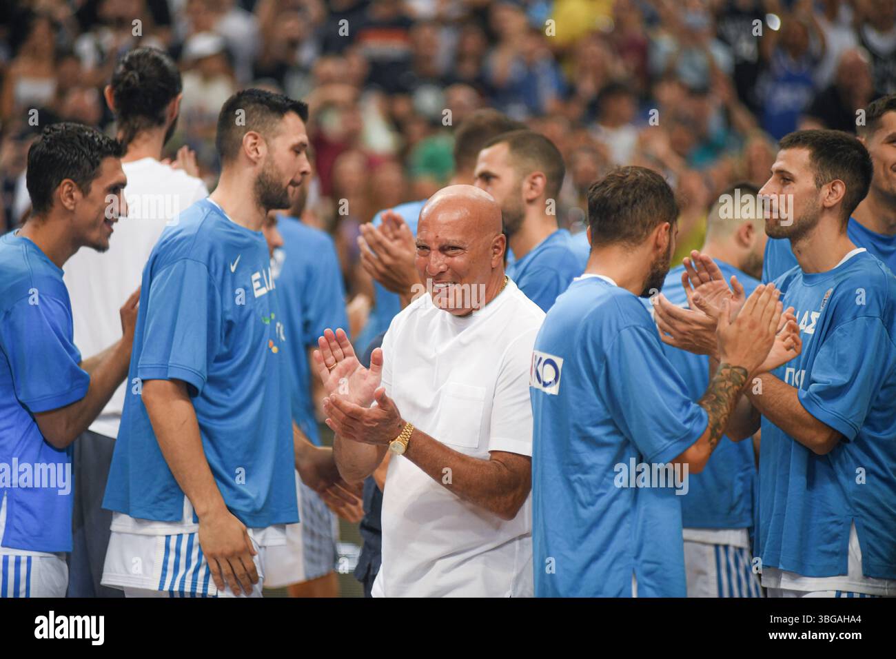 Greek basketball legend Nikos Gallis. Retirement jersey ceremony, from ...