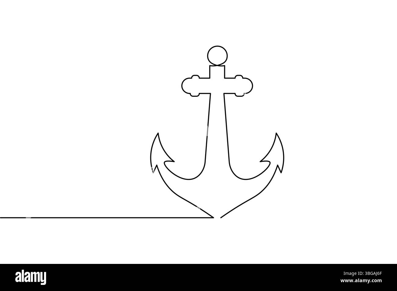 Ship anchor one line drawing minimalist nautical vector illustration ...