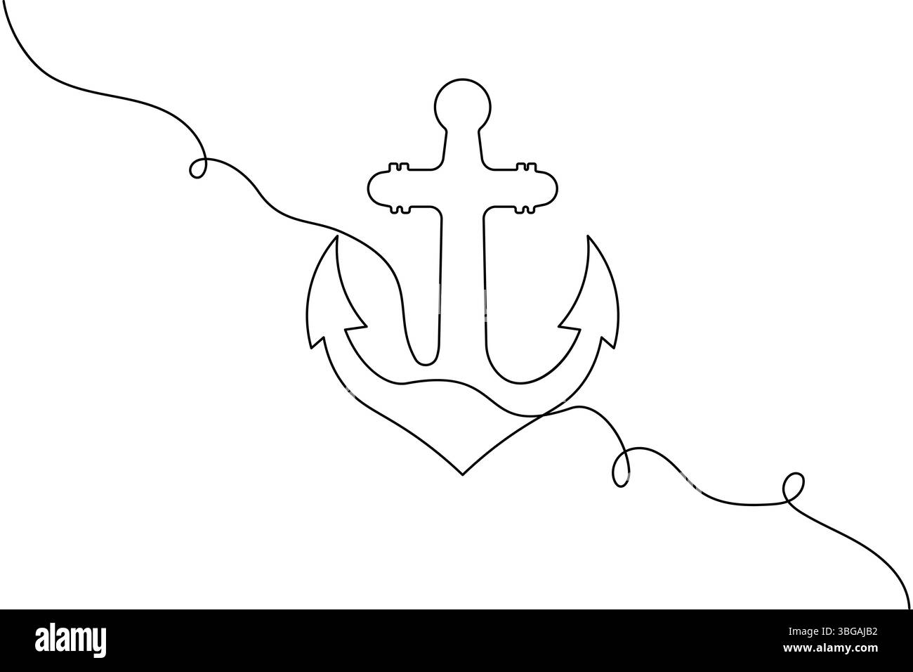Ship anchor continuous one line drawing and minimalist vector ...