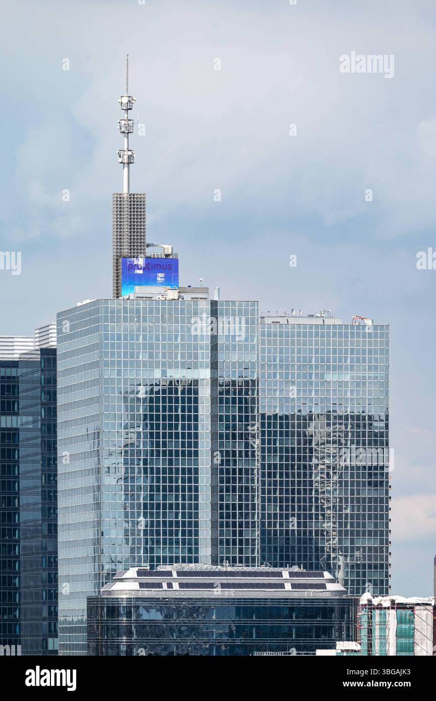 High angle view over the Proximus tower in Brussels, Belgium 2 June ...