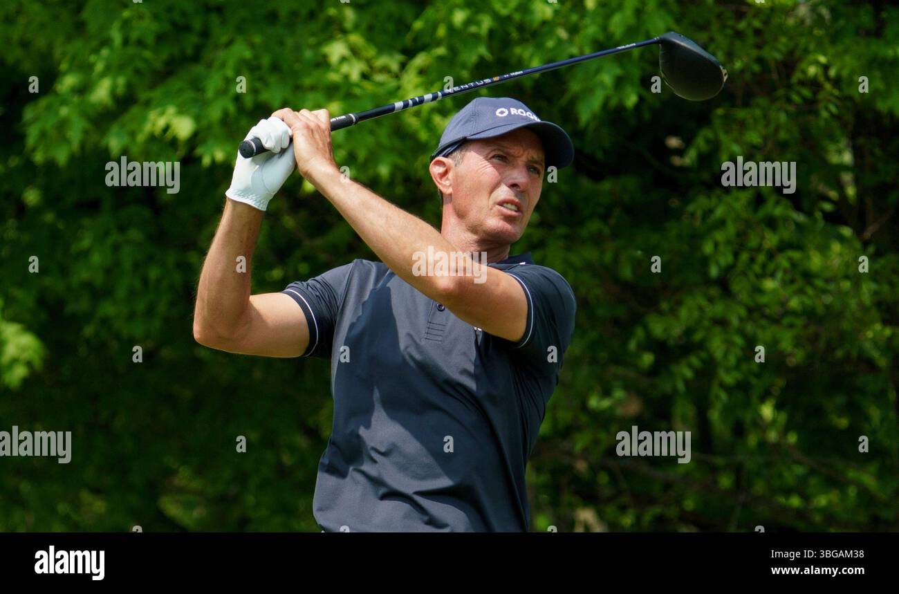Mike Weir takes a swing during the pro-am at the Canadian Open Golf ...